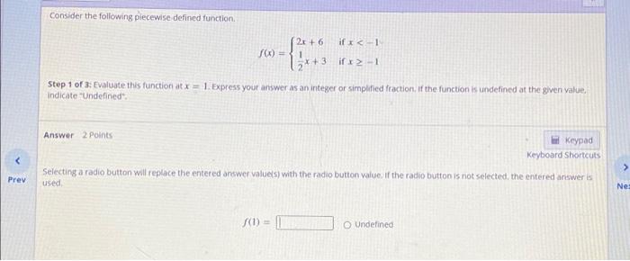 Solved Prev Consider the following piecewise-defined | Chegg.com