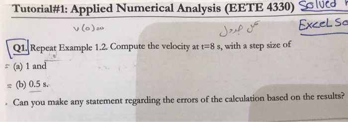 Solved Tutorial#1: Applied Numerical Analysis (EETE 4330) | Chegg.com