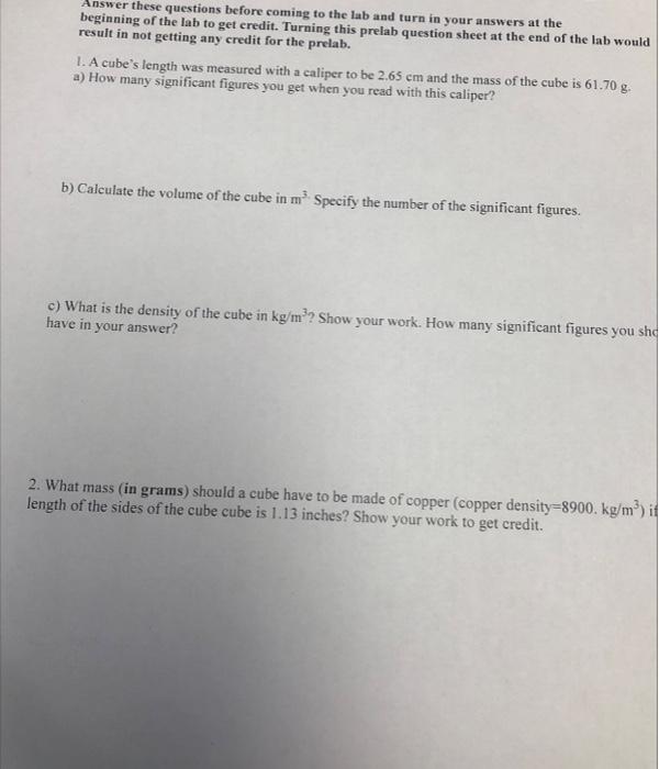 Solved Answer these questions before coming to the lab and | Chegg.com