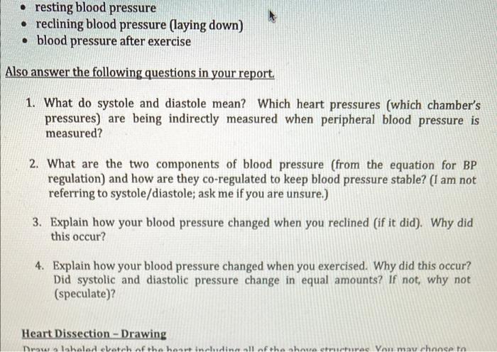 Solved • resting blood pressure • reclining blood pressure | Chegg.com