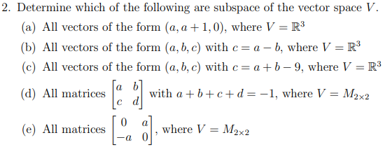 Solved Determine which of the following are subspace of the | Chegg.com