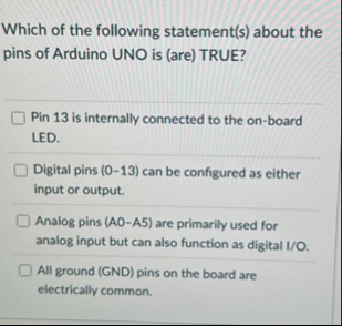 Solved Which of the following statement(s) ﻿about the pins | Chegg.com