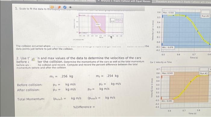 Solved The collision occurred where data points pust before | Chegg.com