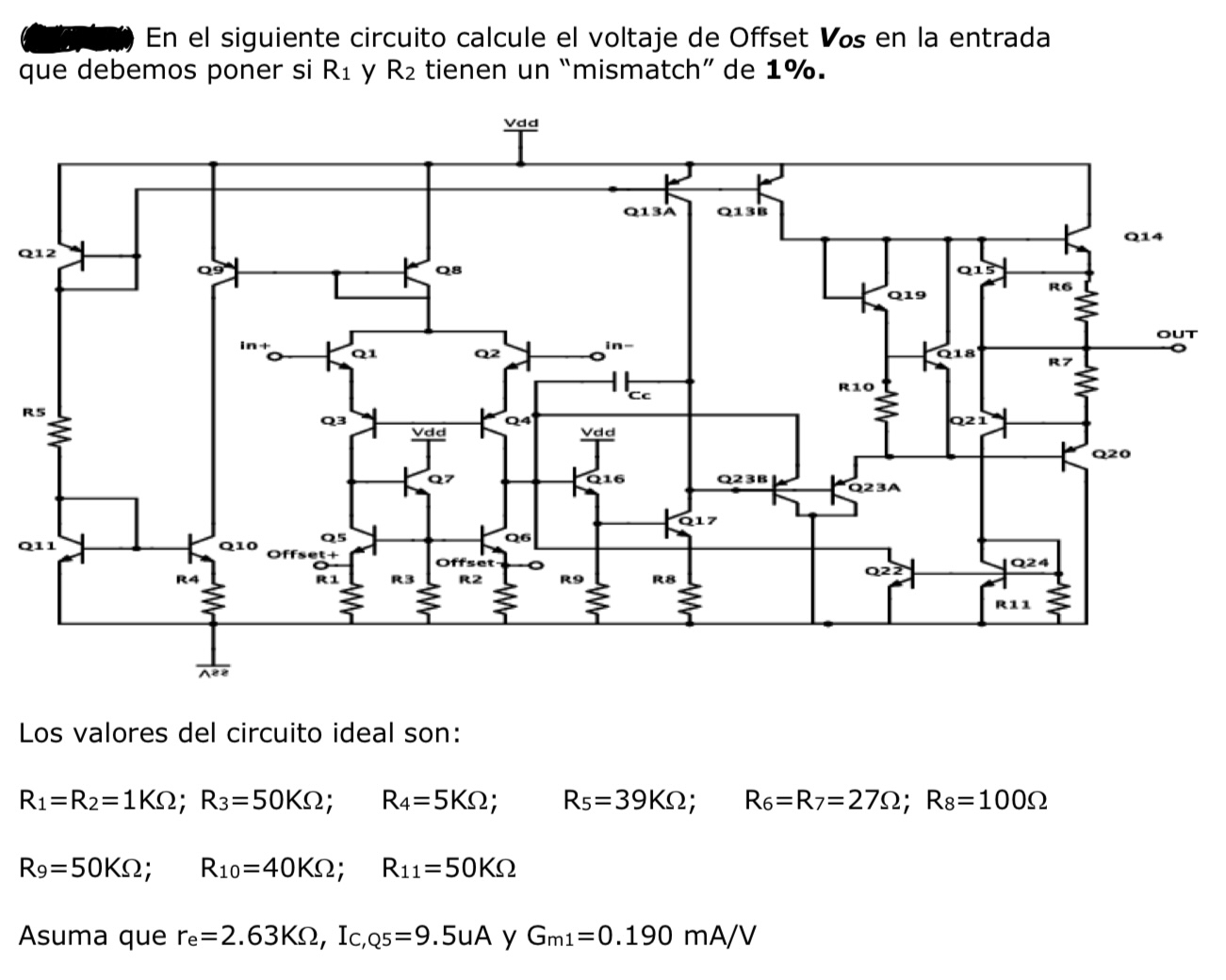 Solved In the following circuit calculate the offset voltage | Chegg.com