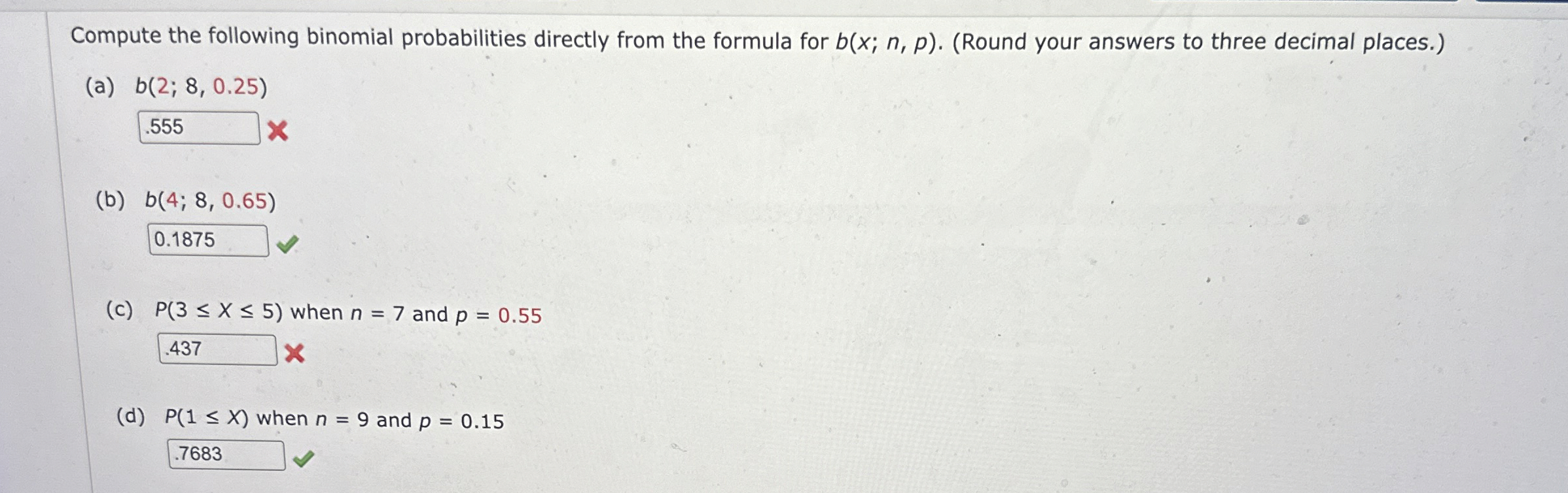 Solved Compute the following binomial probabilities directly | Chegg.com