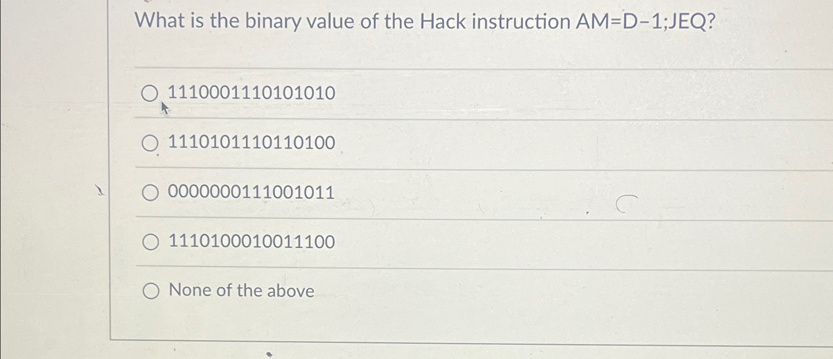 What is the binary value of the Hack instruction | Chegg.com