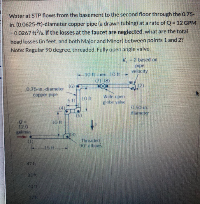 Solved Water at STP flows from the basement to the second | Chegg.com