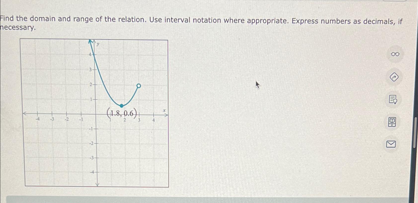 Solved Find the domain and range of the relation. Use | Chegg.com