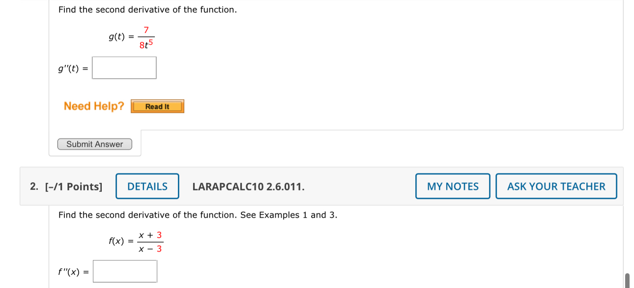 Solved Find the second derivative of the | Chegg.com