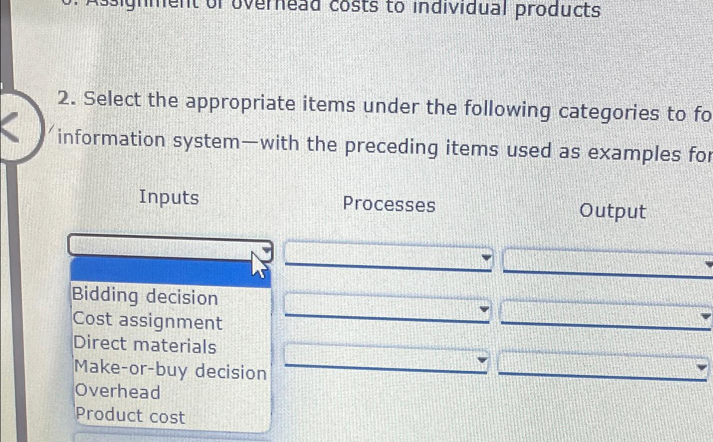 Solved Select the appropriate items under the following | Chegg.com