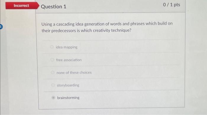 Solved Using a cascading idea generation of words and | Chegg.com