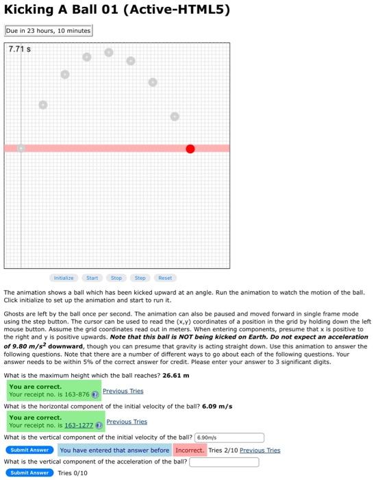Solved Kicking A Ball 01 (Active-HTML5) The animation shows | Chegg.com