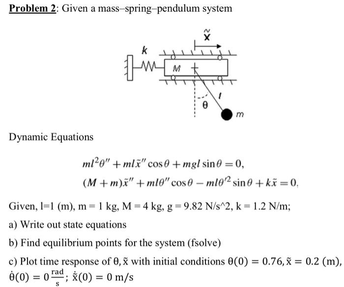 Solved Problem 2: Given a mass-spring-pendulum system | Chegg.com