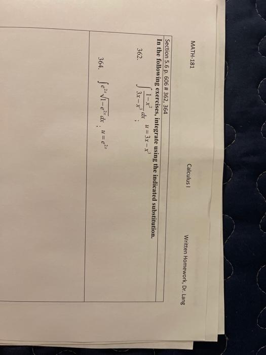 Solved MATH-181 Calculus 1 Written Homework, Dr. Lang | Chegg.com