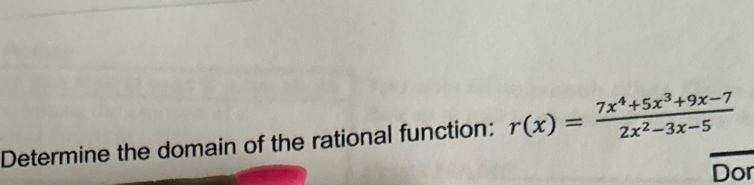 Solved Determine the domain of the rational function: | Chegg.com