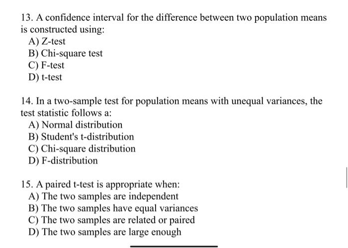 Solved Ch10- 1. In two-sample tests, we compare the | Chegg.com