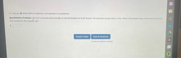 Solved 非 A stock with no maturity is an example of a | Chegg.com