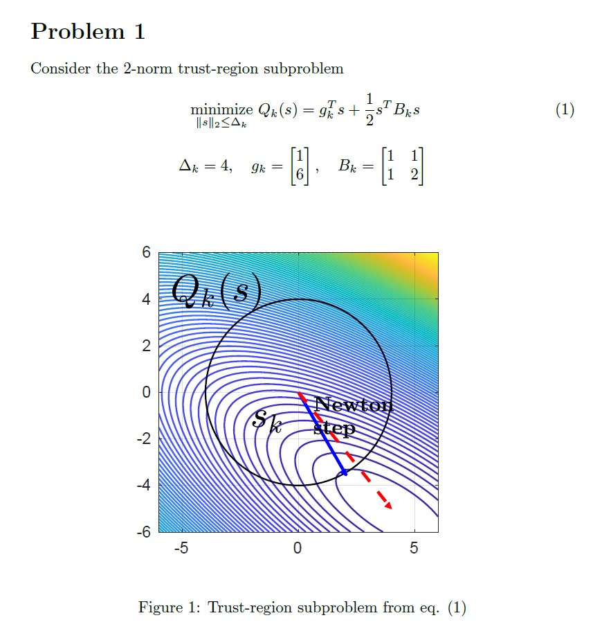 Problem 1Consider the 2-norm trust-region | Chegg.com Problem 1Consider the 2-norm trust-region | Chegg.com