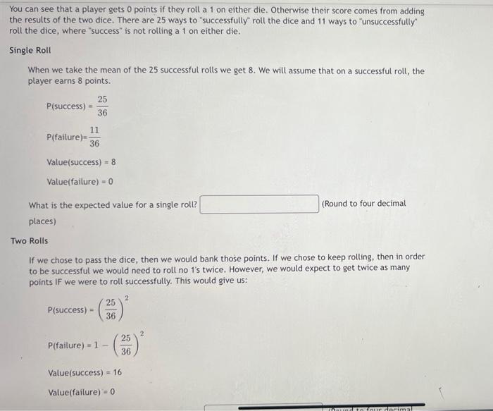 Solved The Dice game of "Pig" can be played with the | Chegg.com