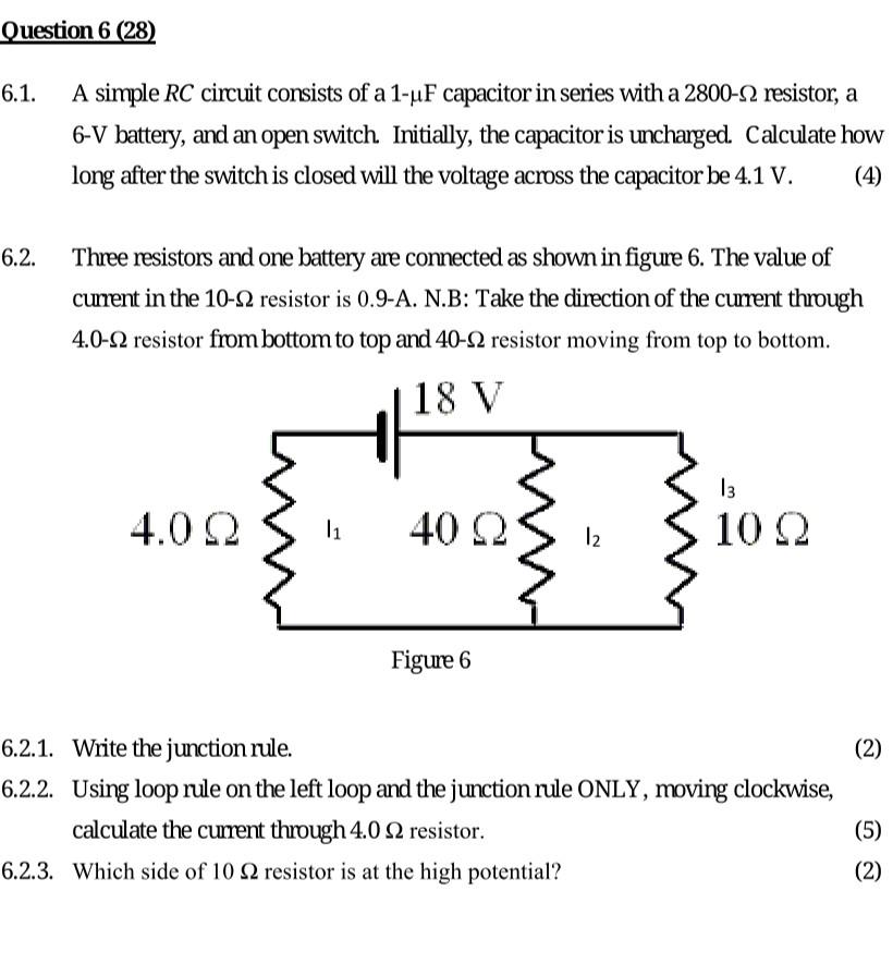 Solved Question 6 (28) 6.1. A simple RC circuit consists of | Chegg.com
