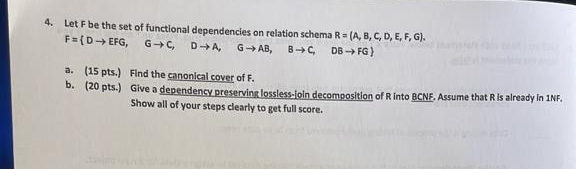 Solved Let F ﻿be the set of functional dependencies on | Chegg.com