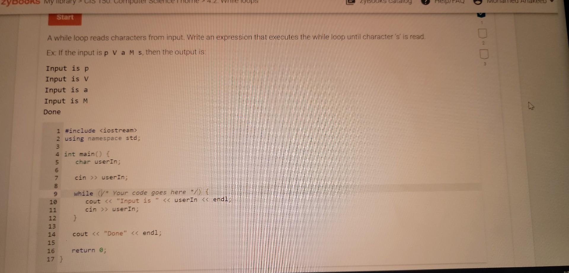 Solved A While Loop Reads Characters From Input Write An Chegg
