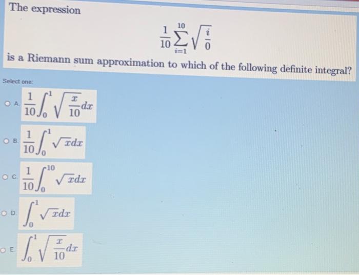 Solved The expression Toivo is a Riemann sum approximation | Chegg.com