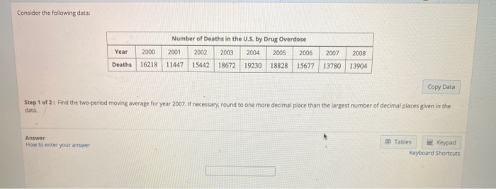 Solved Find the two period moving average for year 2007. If | Chegg.com