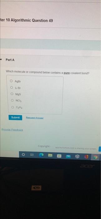 Solved ter 10 Algorithmic Question 49 Part A Which molecule | Chegg.com