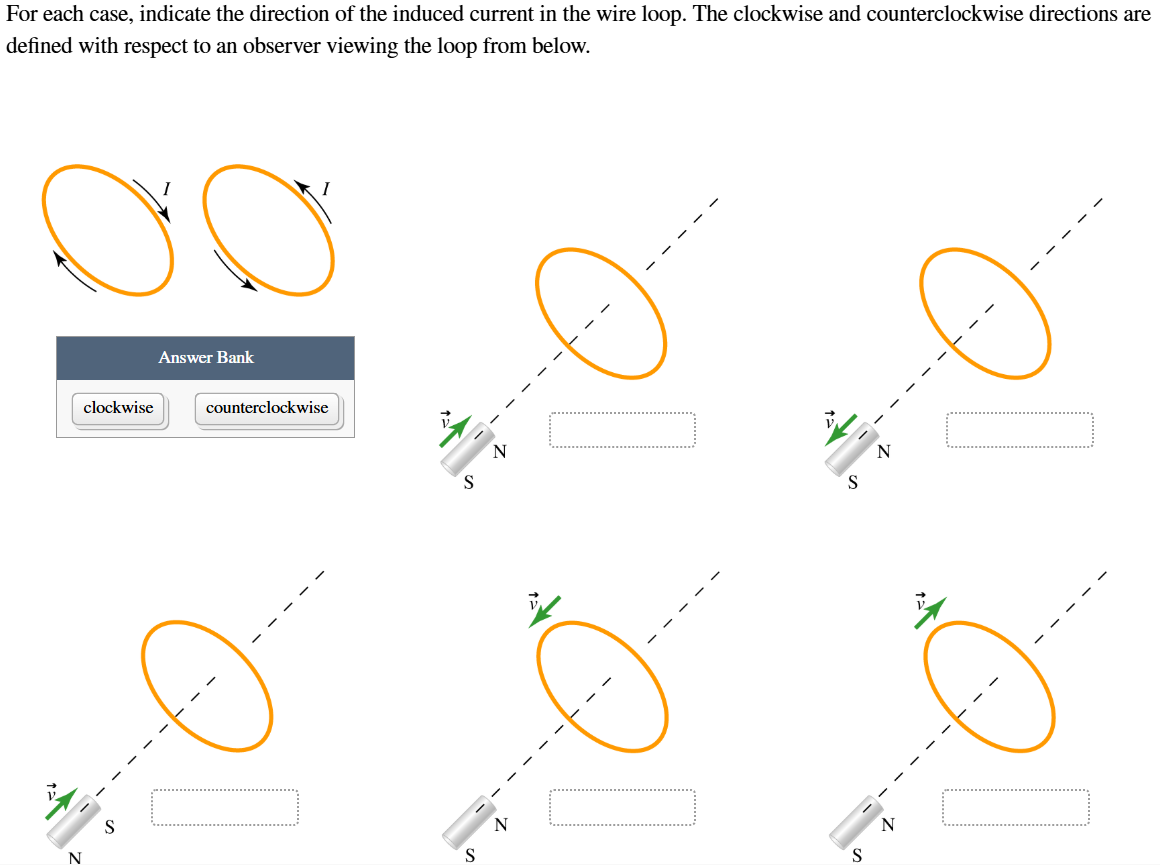 Solved For each case, indicate the direction of the induced | Chegg.com