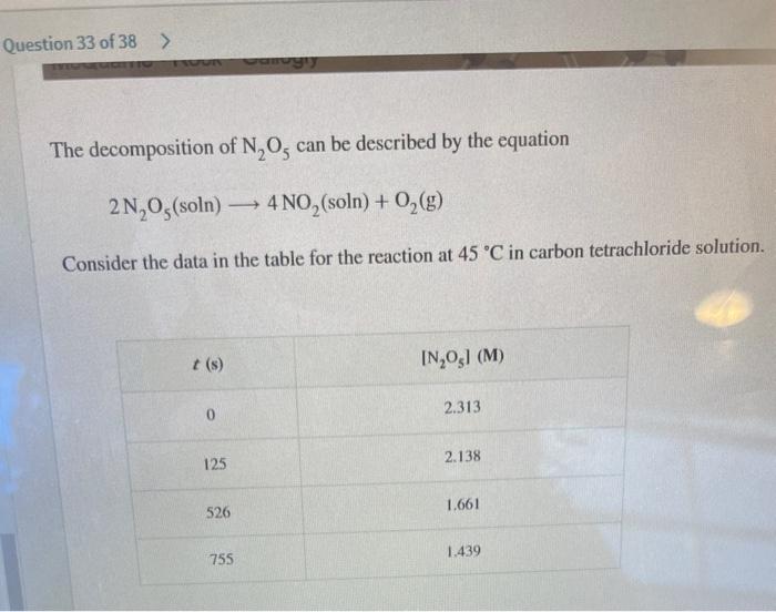 Solved The decomposition of N2O5 can be described by the | Chegg.com