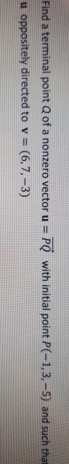Solved Find a terminal point Q of a nonzero vector u = PQ | Chegg.com