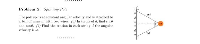 Solved Problem 2 Spinning Pole The pole spins at constant | Chegg.com