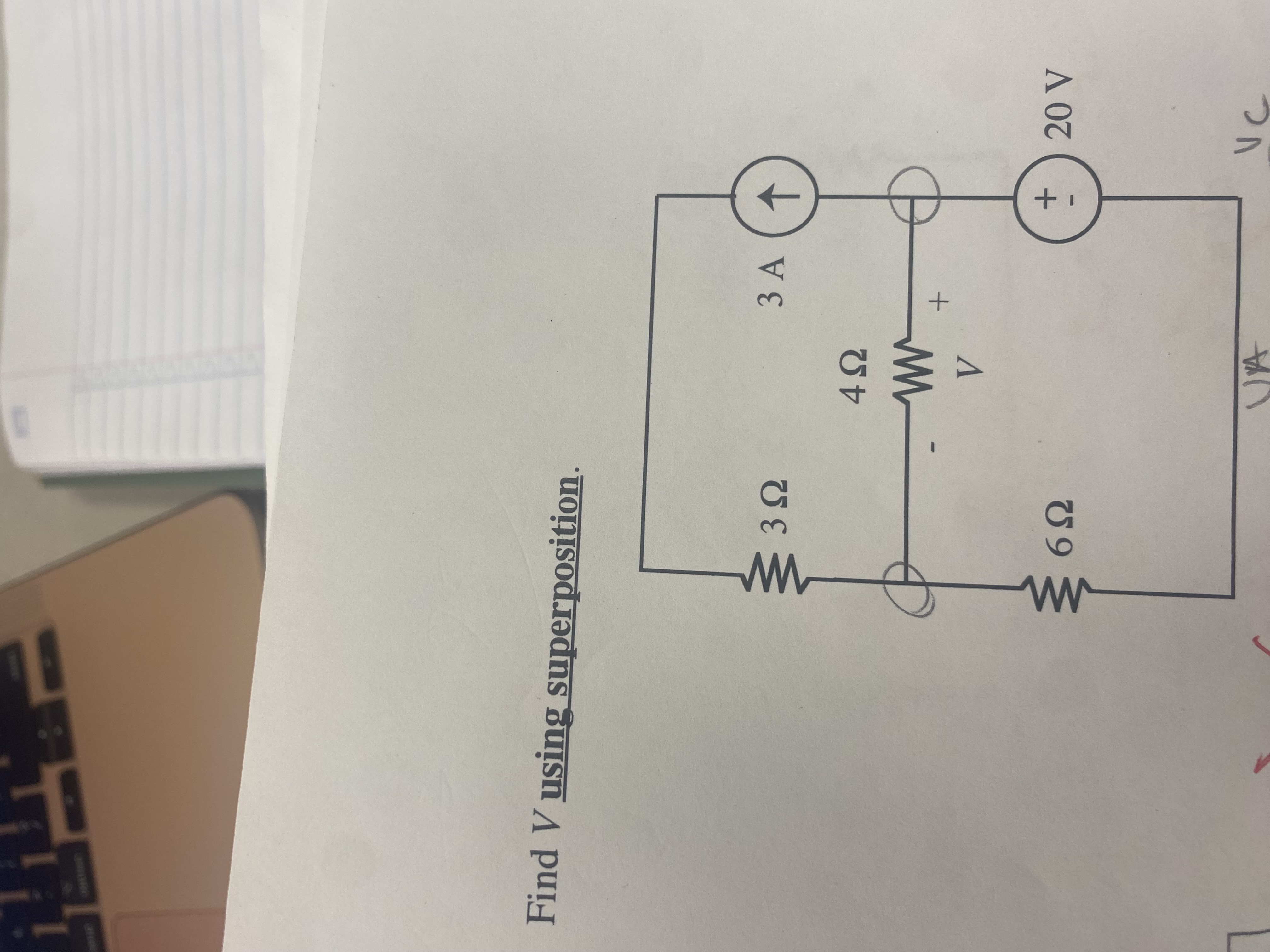 Solved Find V ﻿using superposition. | Chegg.com