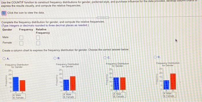 Solved Use the COUNTIF function to construct frequency | Chegg.com