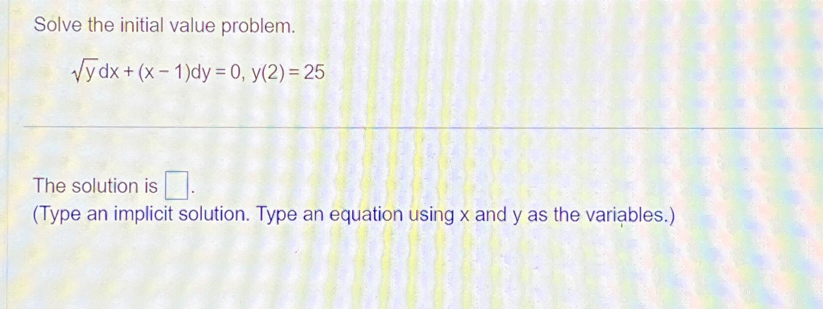Solved Solve the initial value | Chegg.com