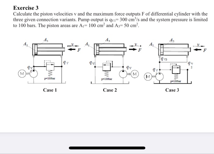 Solved Exercise 3 Calculate the piston velocities v and the | Chegg.com