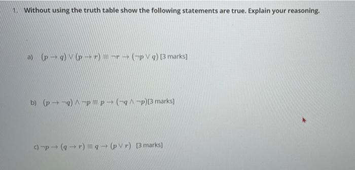 Solved 1. Without using the truth table show the following | Chegg.com
