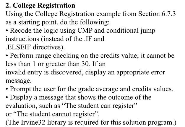 Solved 2. College Registration Using the College | Chegg.com