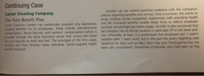 Solved Continuing Case Carter Cleaning Company The New | Chegg.com