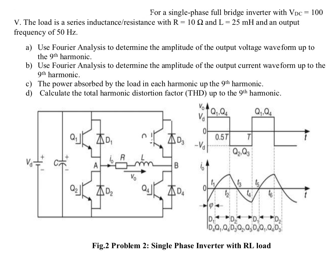 Need C and D done. For a single-phase full bridge | Chegg.com