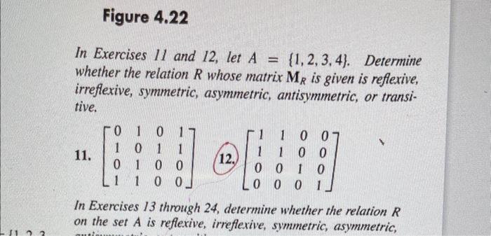Solved In Exercises 11 and 12, let A={1,2,3,4}. Determine | Chegg.com