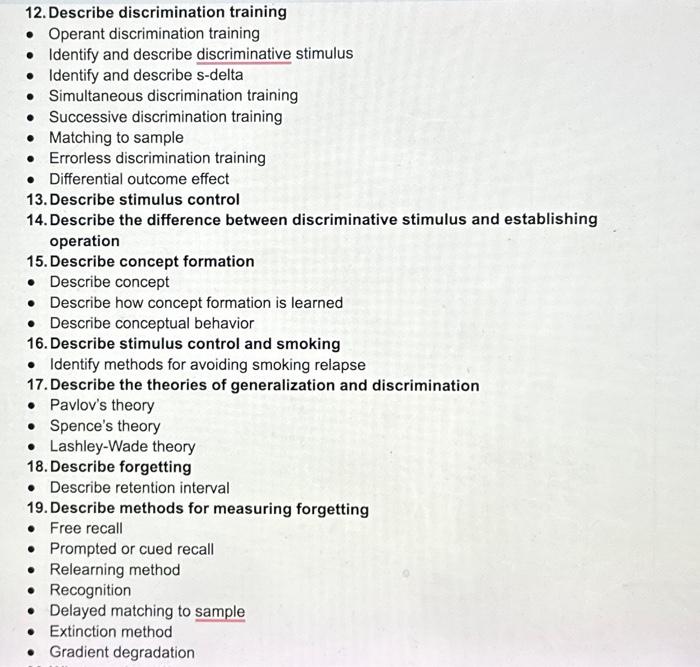 Solved 12. Describe discrimination training - Operant | Chegg.com