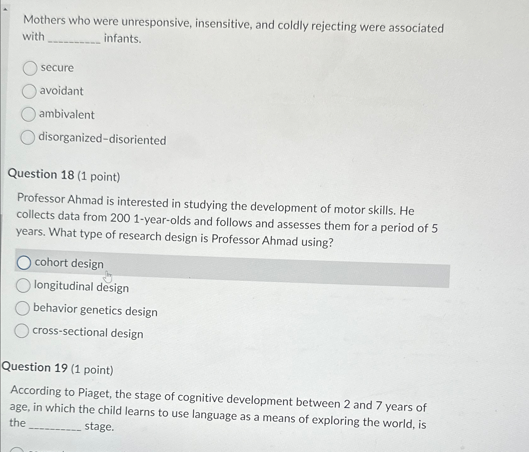 Solved Mothers who were unresponsive, insensitive, and | Chegg.com