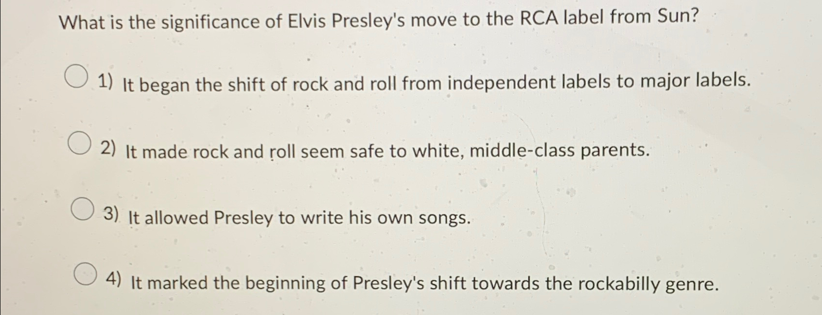 Solved What is the significance of Elvis Presley's move to | Chegg.com