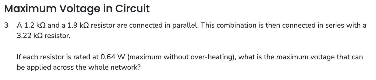 Solved Maximum Voltage in Circuit\\n3A1.2k\\\\Omega and a | Chegg.com
