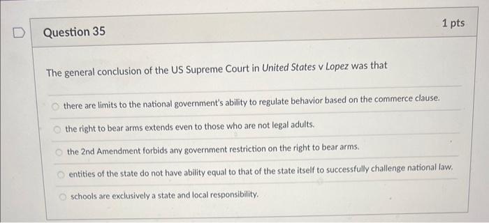 The general conclusion of the US Supreme Court in | Chegg.com