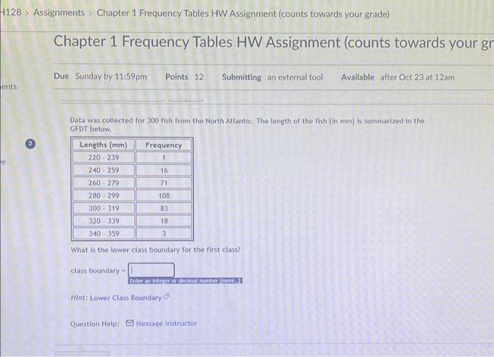 Solved H128 > Assignments > Chapter 1 Frequency Tables HW | Chegg.com