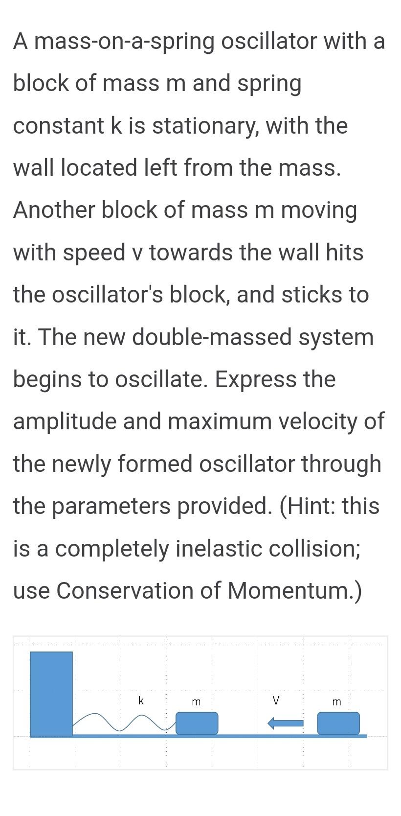 Solved A mass-on-a-spring oscillator with a block of mass m | Chegg.com