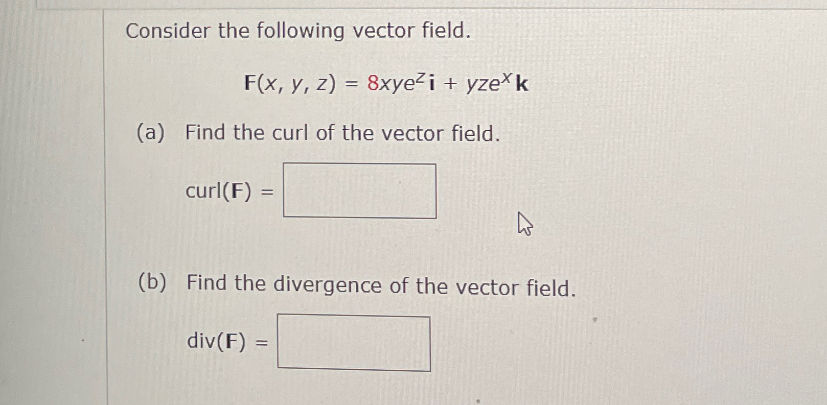 Solved Consider the following vector | Chegg.com